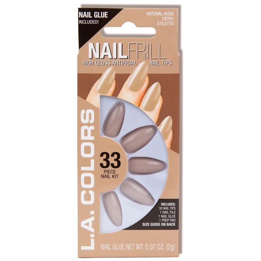 Natural Nude Nail Frill Artificial Stiletto Nail Tips by LA Colors | HB ...
